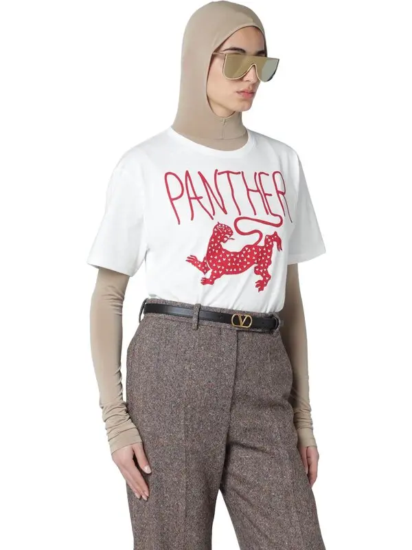 Valentino Garavani T-shirt With Panther Print - White