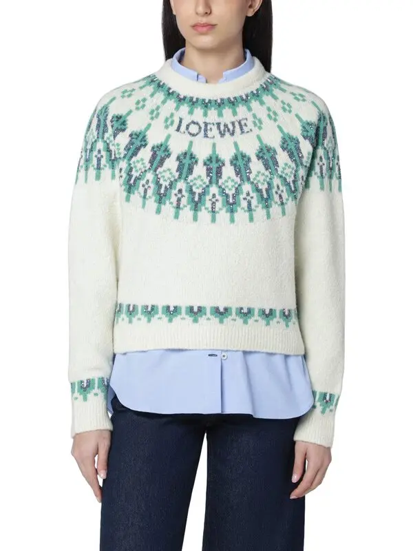Loewe Fair Isle Pattern Sweater - White