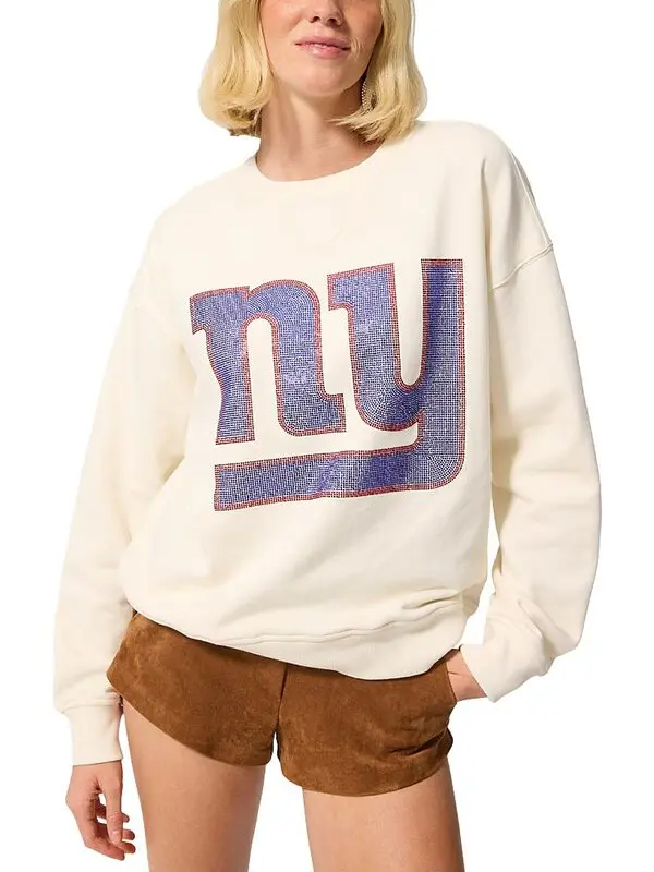 Terez Rhinestone Crewneck Sweatshirt - New York Giants - White
