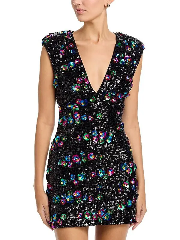 Ramy Brook Lacey Sequined Mini Dress - Multi Rosette