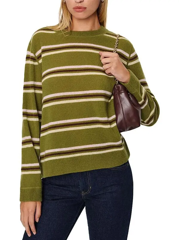 REFORMATION Cashmere Boyfriend Sweater - Pear Multi Stripe