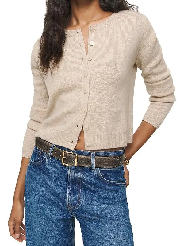 REFORMATION Clara Cashmere Cardigan - Wheat