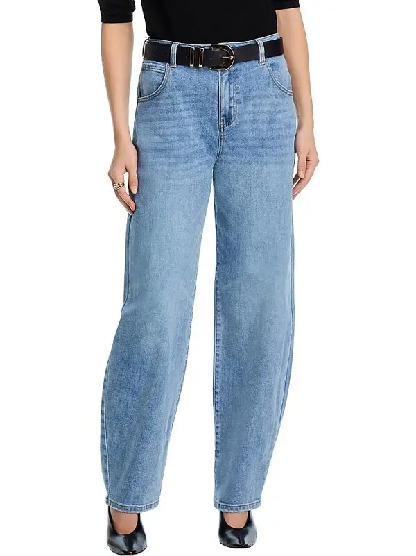 Aqua High Rise Barrel Jeans - Light Wash