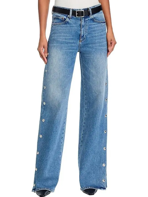 Paige Sasha High-rise Wide-leg Jeans With Side Snaps - Cruising
