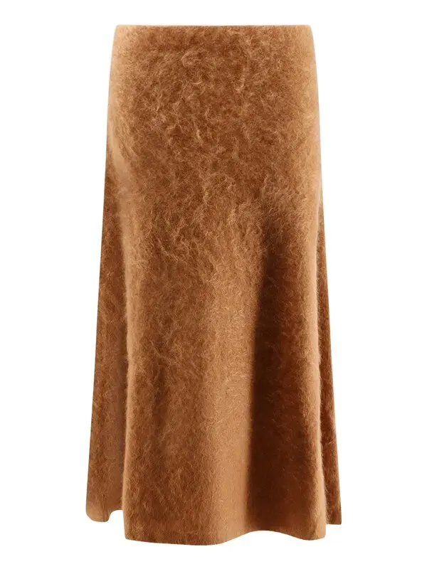 NUDE Cashmere Midi Flared Skirt - Brown
