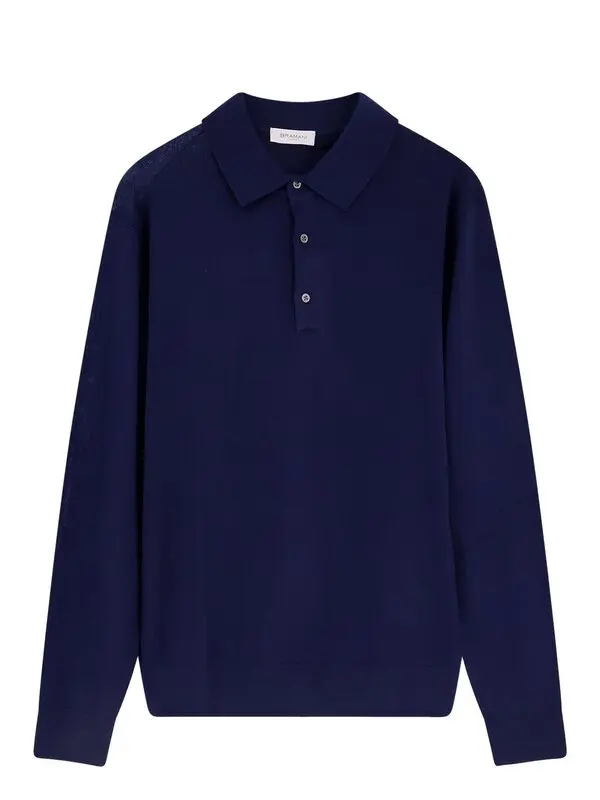 BRAMANI CASHMERE Wool Polo Sweater - Blue