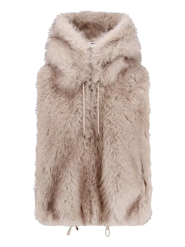 VALENTINI 1972 Faux Fur Sleeveless Jacket - Beige