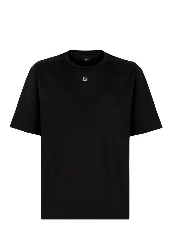 Fendi Cotton Tshirt With Ff Detail - Black