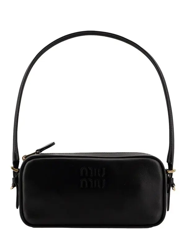 Miu Miu Matelassé Leather Shoulder Bag - Black