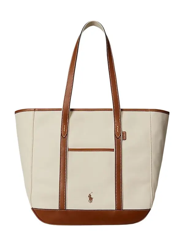 Polo Ralph Lauren Canvas Shopper With Embroidered Logo - Beige