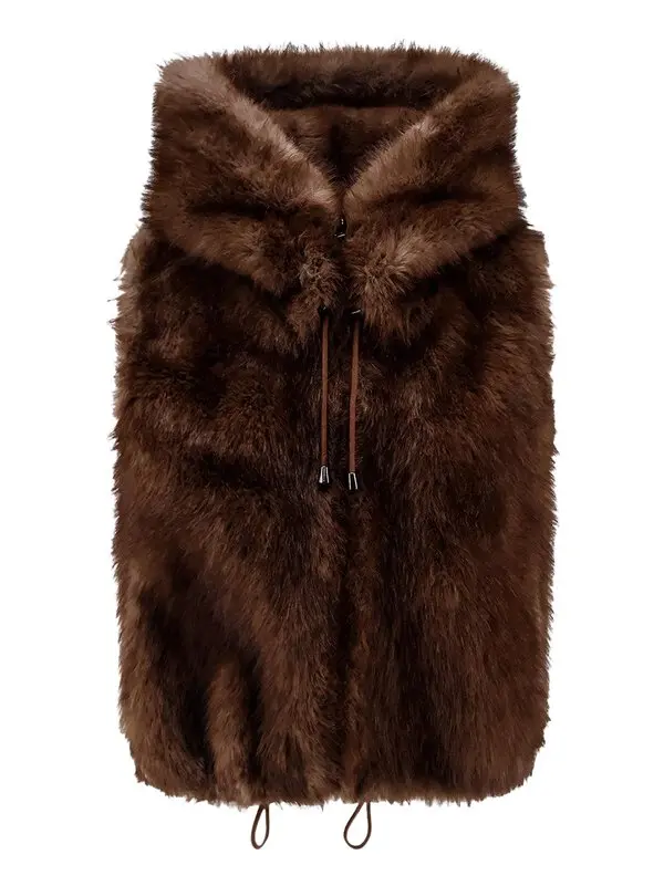VALENTINI 1972 Sleeveless Faux Fur Jacket - Brown
