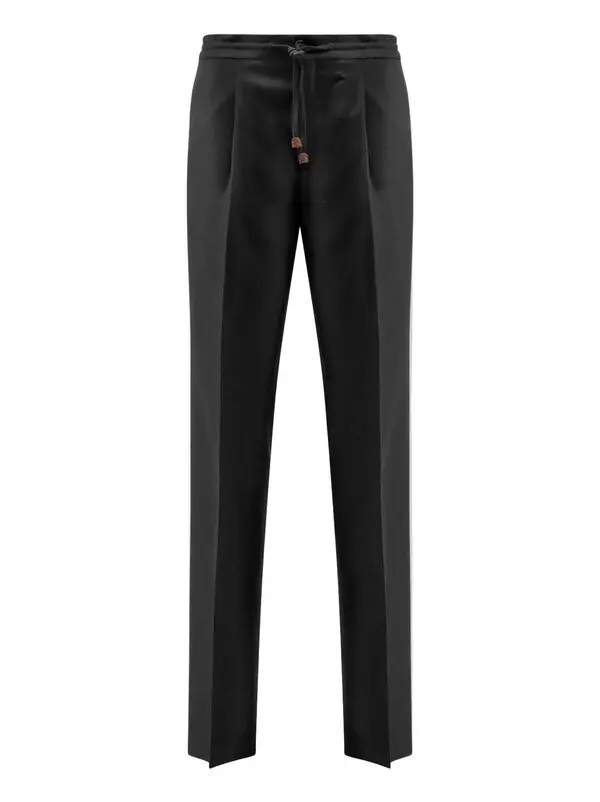 Incotex Virgin Wool Trousers With Drawstring - Black