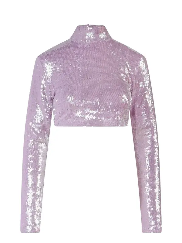 Remain Birger Christensen Sequin Embellished Crop Top - Viola