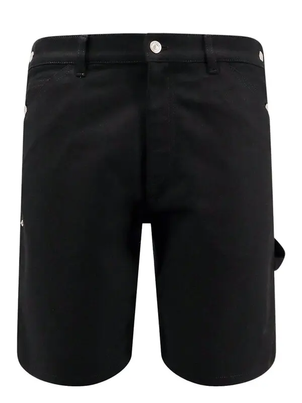COURREGES Stretch Cotton Bermuda Shorts With Embroidered Logo - Black