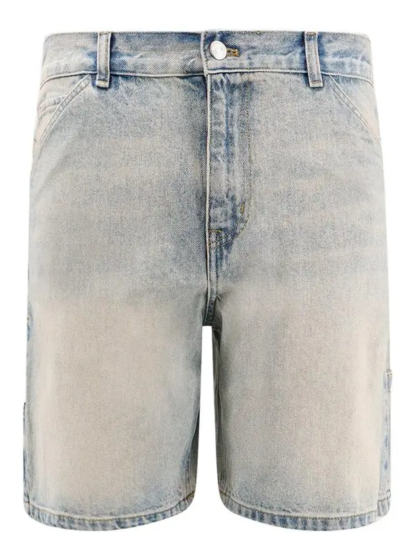 COURREGES Denim Bermuda Shorts With Embroidered Logo - Blue