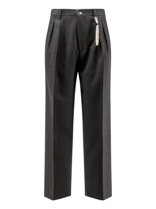 SANTANIELLO Rima Wool Trousers With Pleats - Grey