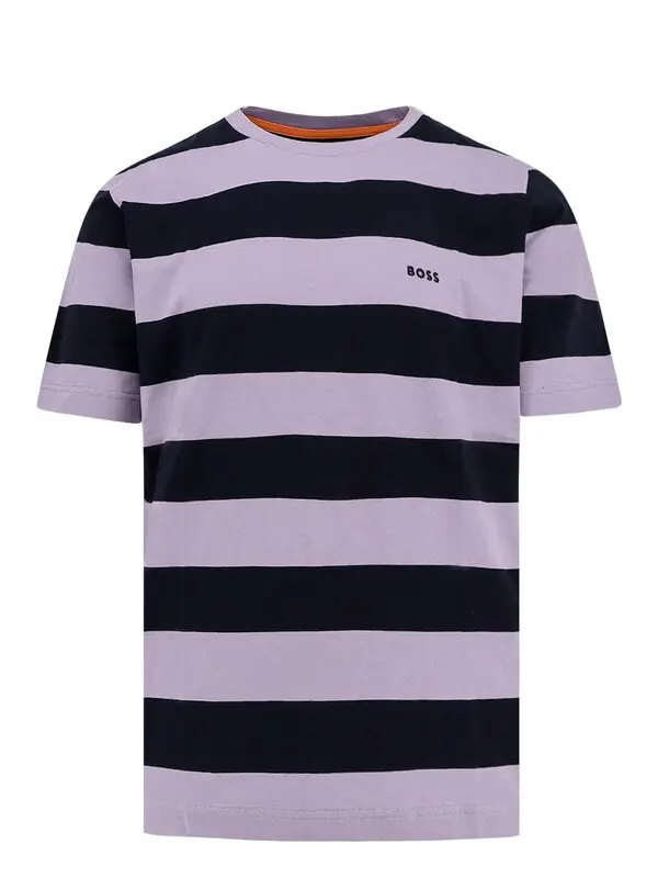 BOSS Striped Cotton Tshirt - Purple