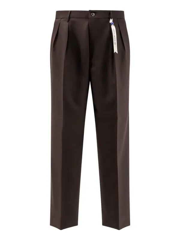 SANTANIELLO Rima Wool Trousers With Pleats - Brown