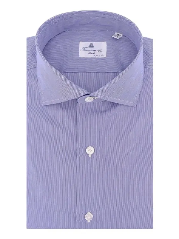 FINAMORE 1925 170 A 2 Egyptian Cotton Shirt - Blue