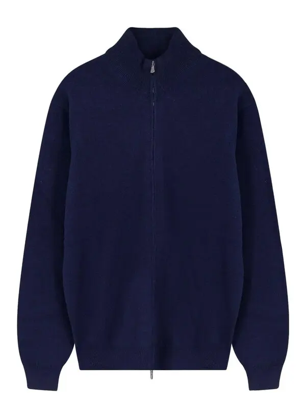 FILIPPO DE LAURENTIIS Superfine Merino Wool Fullzip Cardigan - Blue