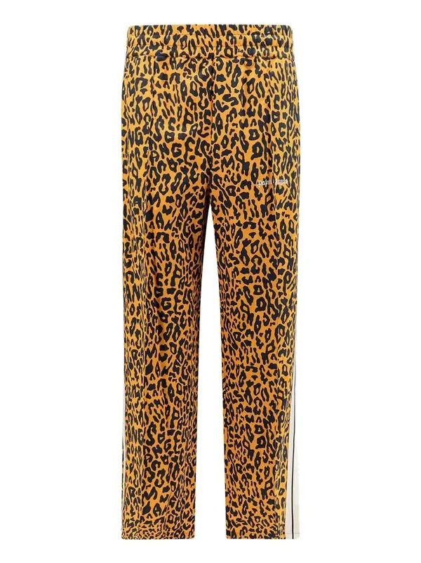 Palm Angels Linen And Cotton Animal Print Trousers - Orange