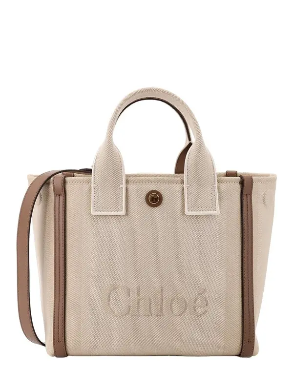Chloé Canvas Crossbody Bag With Logo - Beige