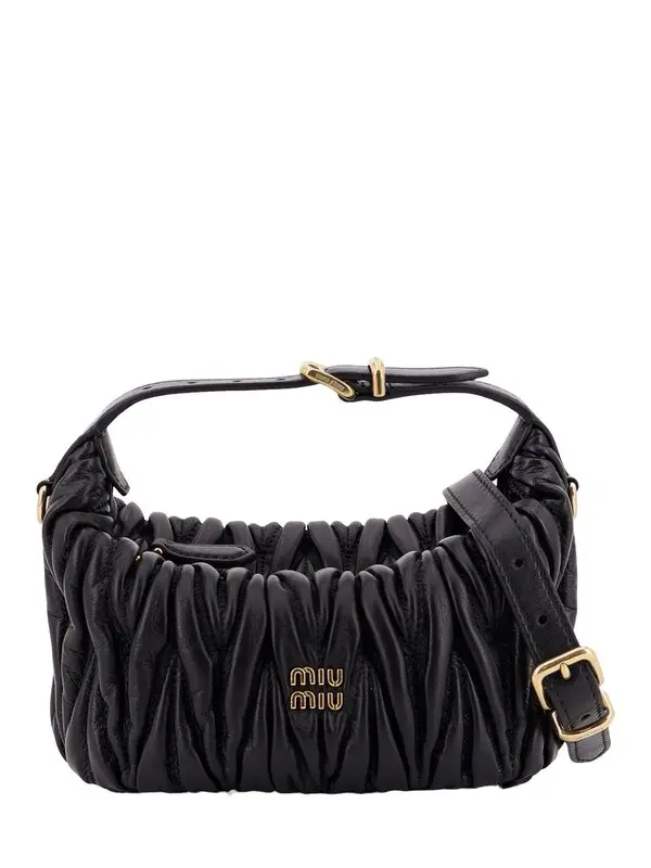 Miu Miu Matelassé Leather Handbag - Black