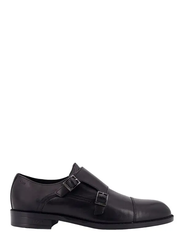 BOSS Leather Monk Strap Shoes - Black