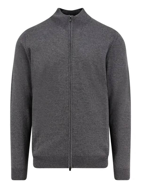 BOSS Virgin Wool Cardigan - Grey