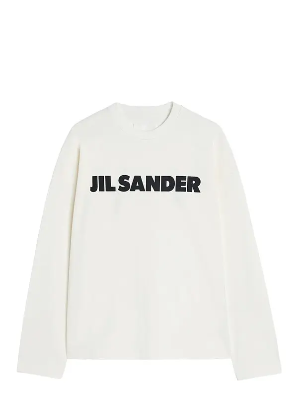 JIL SANDER Long Sleeve Logo T-shirt - Porcelain