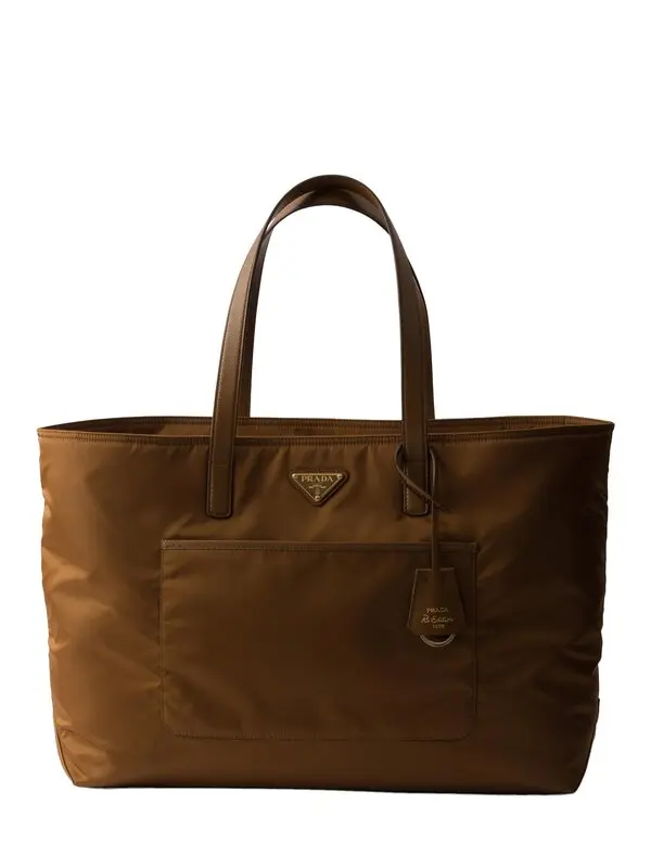 Prada Re-edition 1978 Large Re-nylon And Saffiano Leather Tote Bag - Brandy