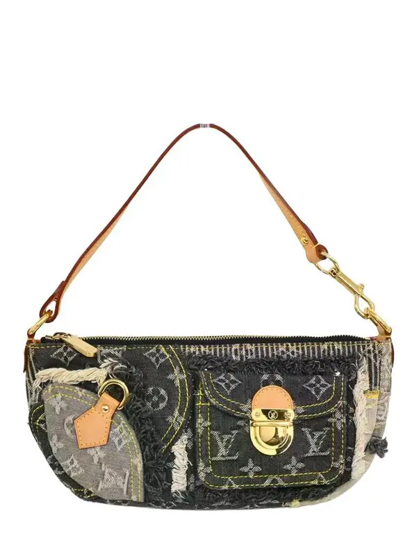 LOUIS VUITTON 2007 Monogram Denim Patchwork Pouchy Shoulder Bag - Grey