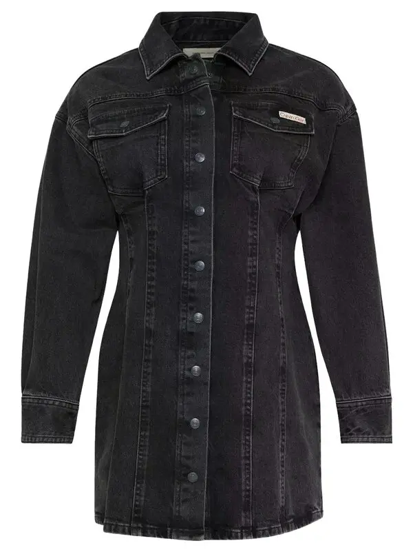 Calvin Klein Denim Mini Shirt Dress - Black