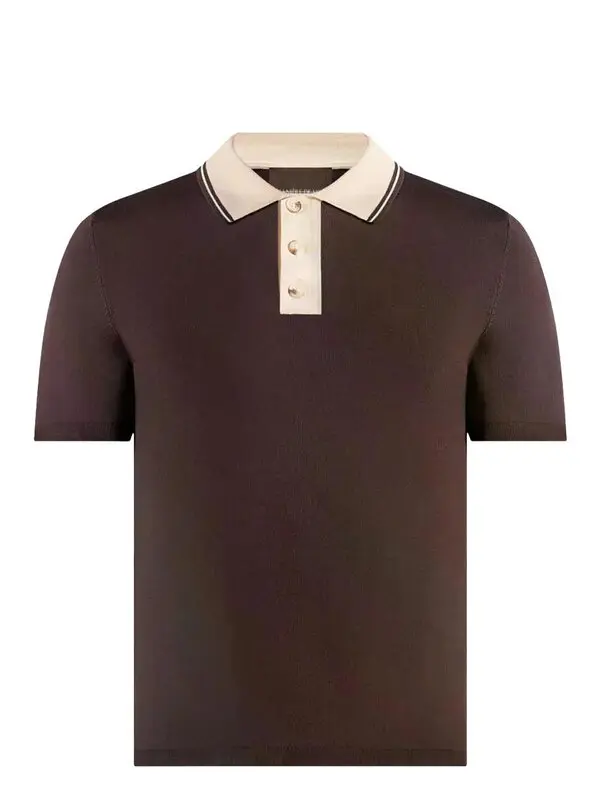 Manière De Voir Roux In Contrast Detail Luxe Knit Polo Shirt - Brown