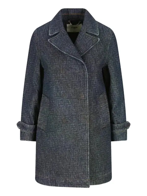 Fendi Quilted Double-breasted Denim Coat - Blue