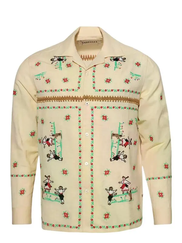 BAZISZT Joy Of Living Embroidered Shirt - Neutrals