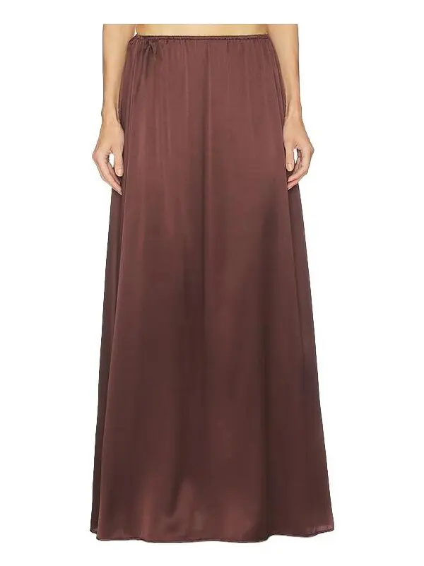 HELSA Silk Charmeuse Maxi Skirt - Chocolate