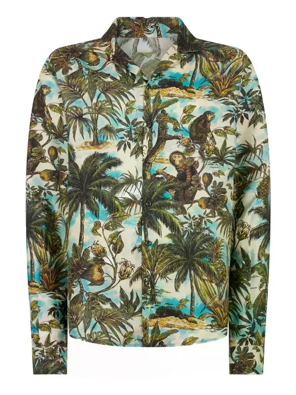 Dsquared2 Monkey-print Long-sleeve Shirt - Neutrals