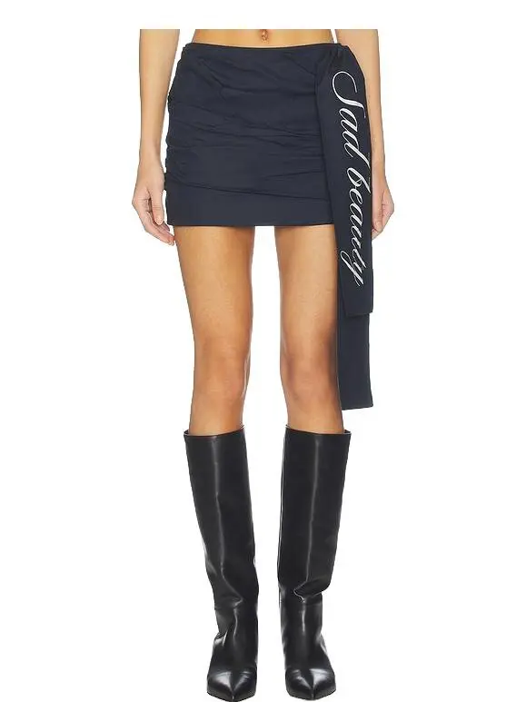 ZEMETA Sad Beauty Ruched Skirt - Navy
