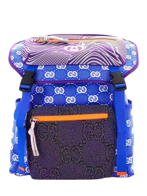 Gucci Gg Jacquard Nylon And Rubber Backpack - Blue