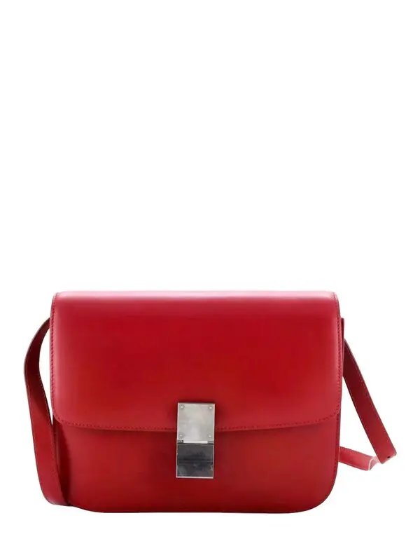 Celine Classic Box Smooth Leather Crossbody Bag - Red