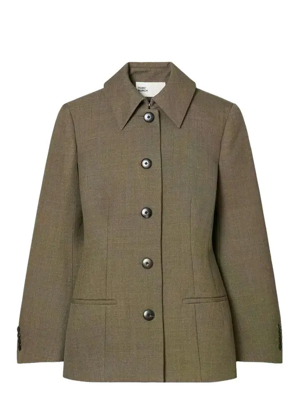 Tory Burch Button Wool Jacket - Brown