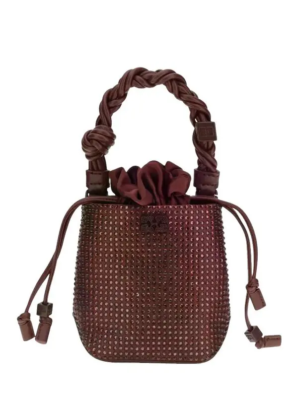 GANNI Mini Bou Embellished Bucket Bag - Red