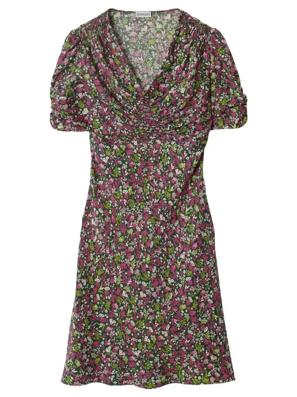 Burberry Floral Print Mini Dress - Black