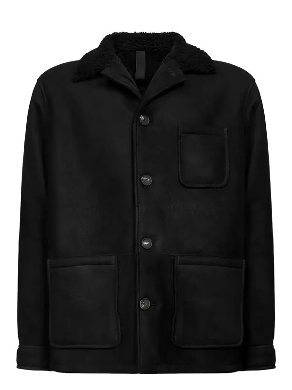 Tagliatore Shearling-collar Coat - Black