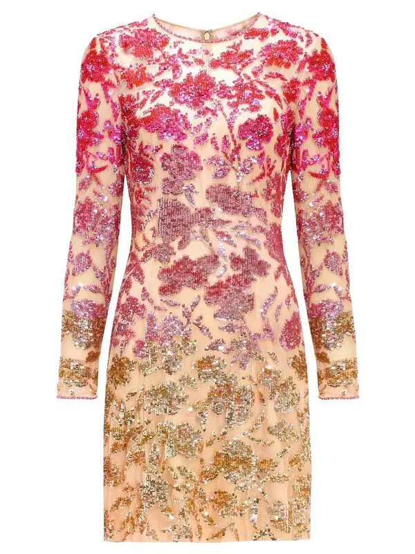 Jenny Packham Jazz Sequin-embellished Floral Mini Dress - Neutrals