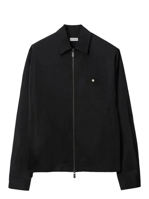 Burberry Zip Embroidered Nylon Overshirt - Black