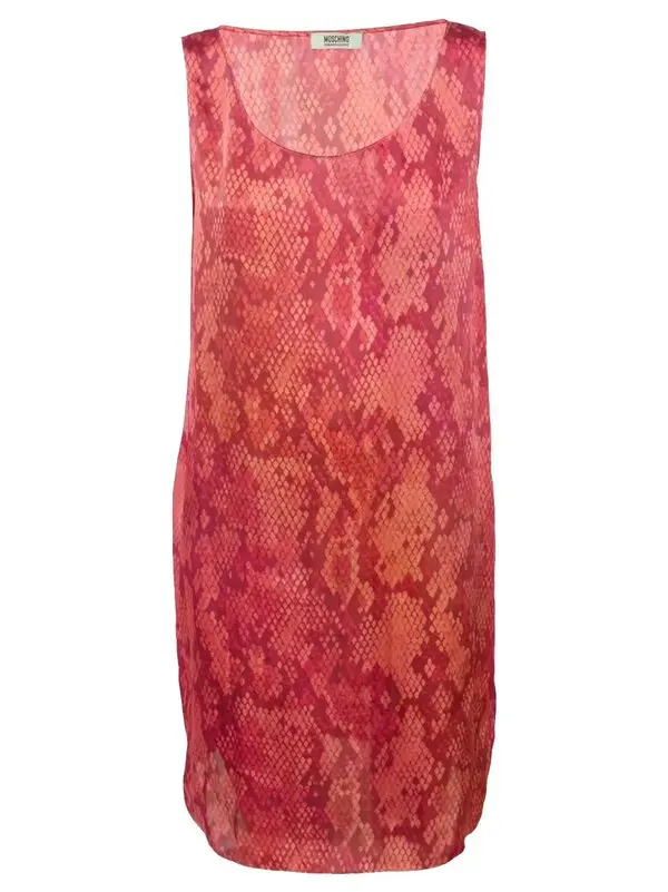 Moschino Sleeveless Snakeskin-print Dress - Red