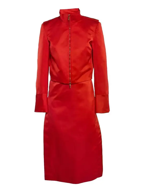 FERRAGAMO Zip-front Midi Skirt - Red