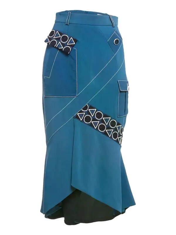 PETER PILOTTO Contrast-stitching Midi Skirt - Blue